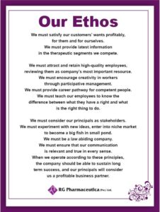 Our Ethos – RG Pharmaceutica